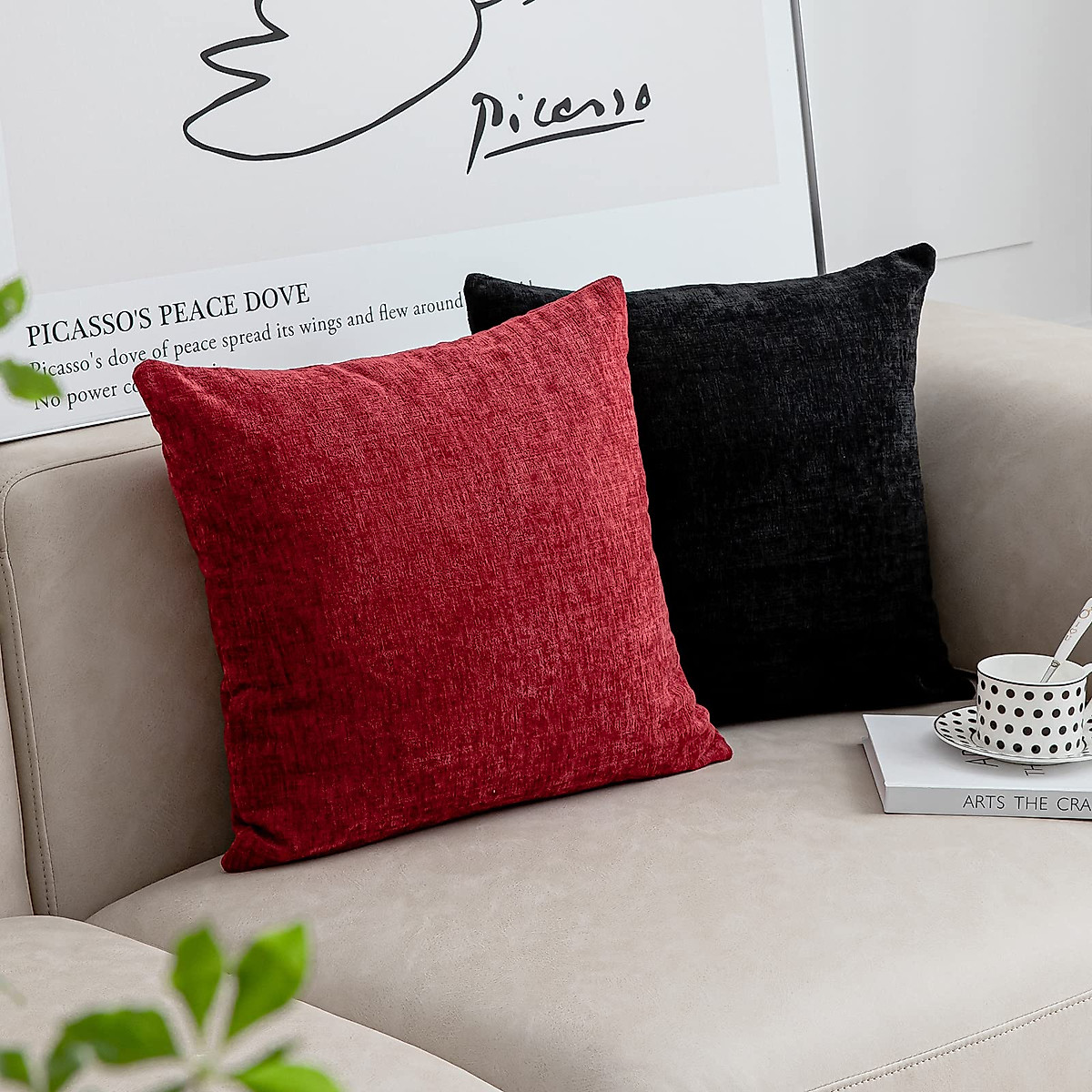 Anickal Black Pillow Covers 18x18 Inch Set of 2 Modern Farmhouse Rustic Decorative Throw Pillow Covers Square Cushion Case for Living Room Home Sofa Couch Decoration