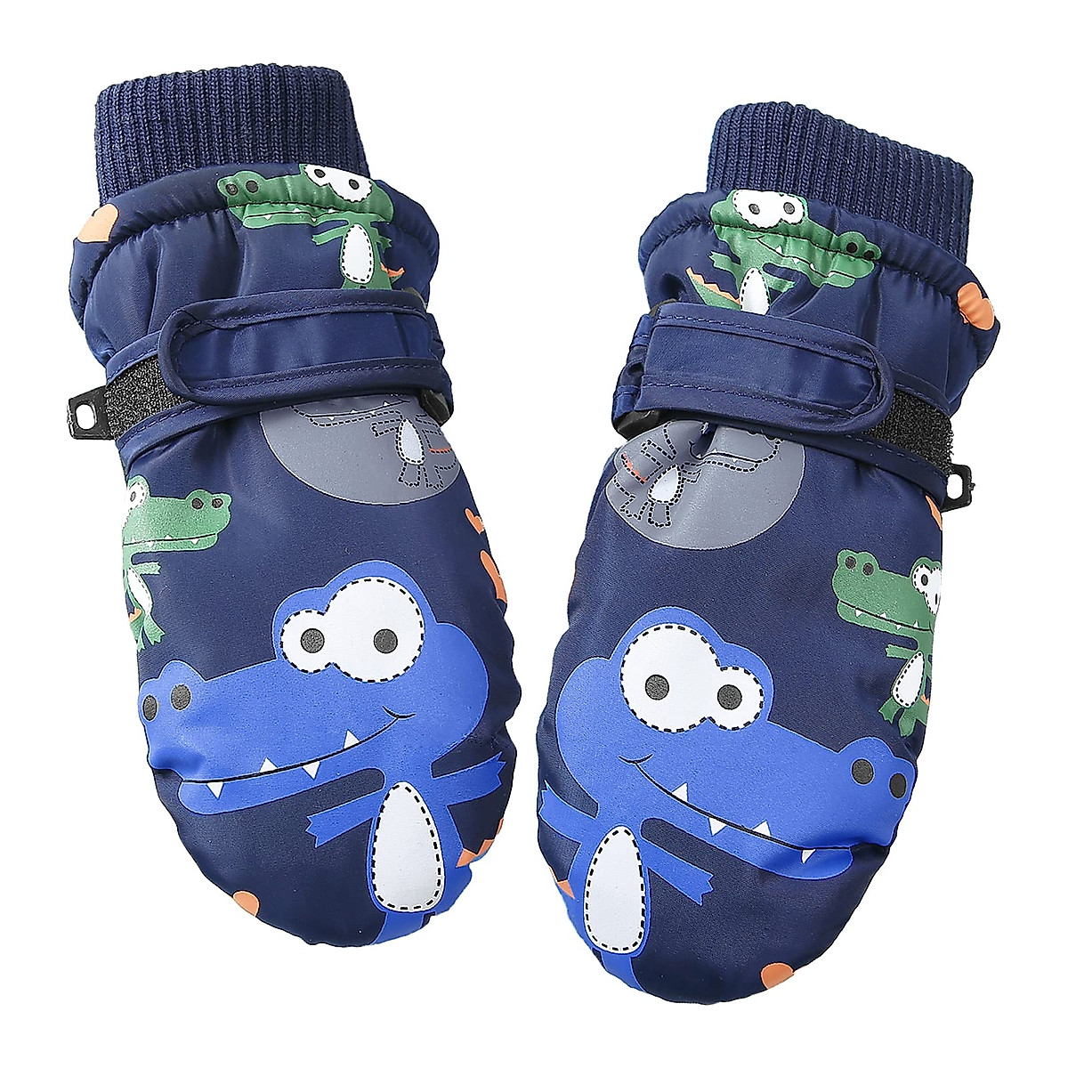 American Trends Toddler Winter Mittens Waterproof Boy Ski Gloves Warm Fleece Snow Mitten for Baby Boy Girl Cold Weather Navy Green S(Fits 2-4 years)