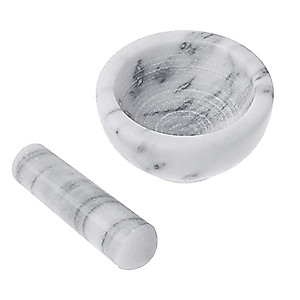 Greenco Mortar and Pestle Set, White Marble Stone Mortar and Pestle Grinding Bowl, Small 4.5 Inches, Kitchen Essential for Spices, Guacamole and More