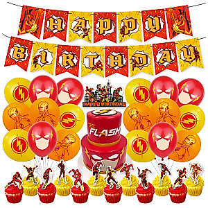 Flash Birthday Party Supplies, Flash Party Decorations Included Birthday banner, Cake Topper, Cupcake Topper, Balloon