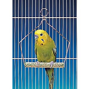 PENN-PLAX Bird-Life Trimmer Plus Cement Bird Swing – Naturally Trims Nails & Beak – Assorted Colors – 4” Wide