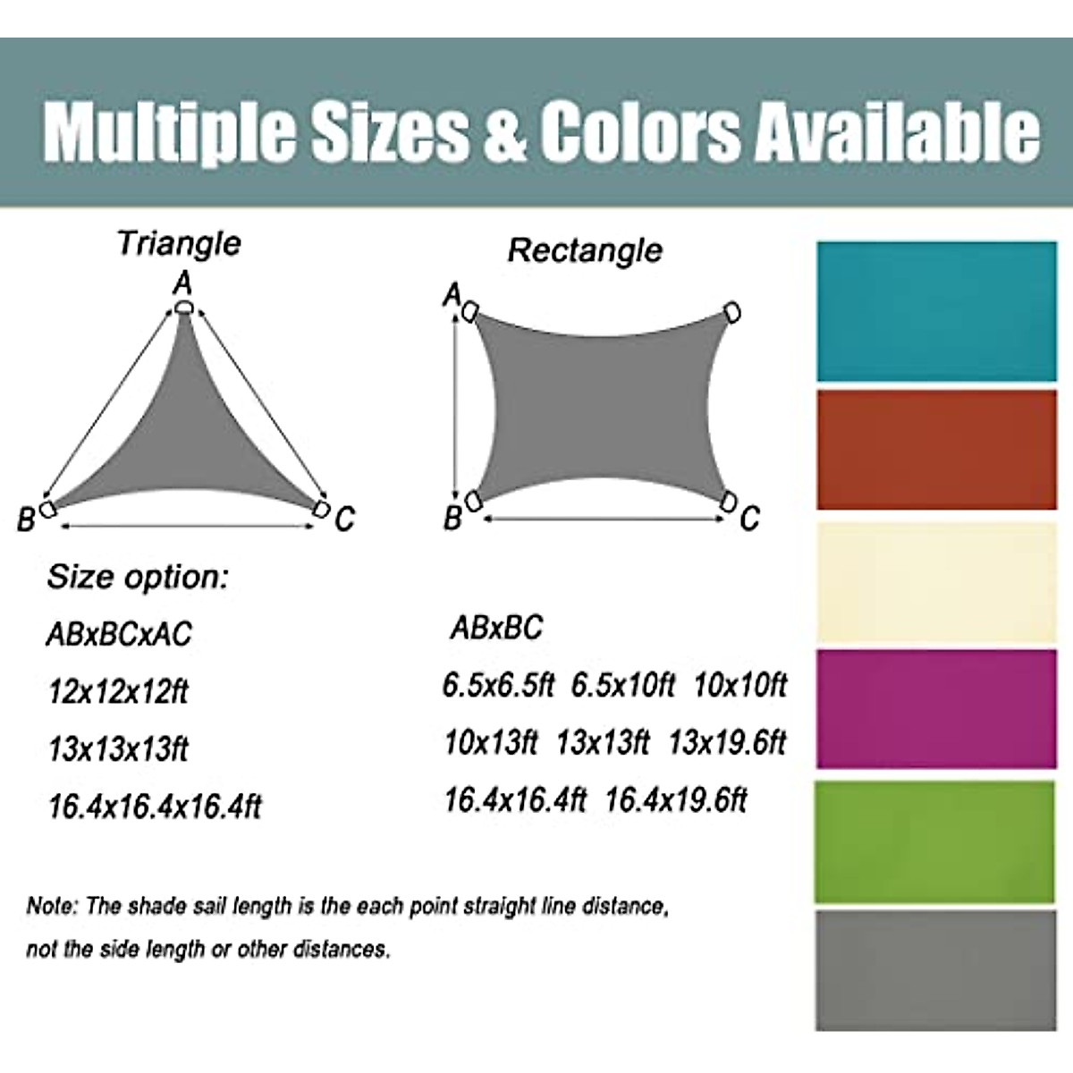 Insun 95% Sunscreen Anti UV Water Resistance Oxford Cloth Rectangle Sun Shade Sail Awning Shade for Outdoor Garden Patio Party White 6.5'x10'