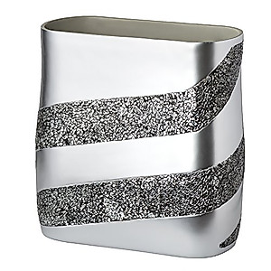 Creative Scents Silver Mosaic Bathroom Trash Can - Decorative Waste Basket for Bathroom - Durable Slim Space Friendly Small Trash Can for Bathroom, Powder Room, Bedroom, Living Room Or Office