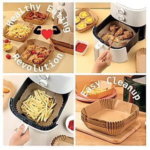 Generic Air Fryer Liners 100 PCS, Premium Parchment Paper for 5-7 Qt Air Fryer Baskets, Oven Safe up to 450°F, Greaseproof & Non-Stick, Easy Cleanup, Multi-Use, unbleached
