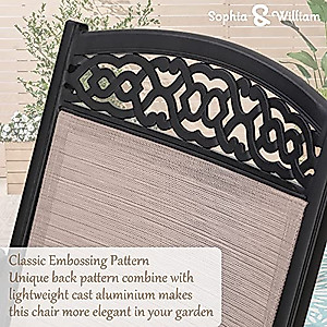 Sophia & William Patio Chairs set of 2 Patio Swivel Dining Chairs Aluminum Frame Bistro Rocker Chairs with Durable Textilene Cast Aluminum Modern Back All Weather Patio Furniture for Garden Yard Beige