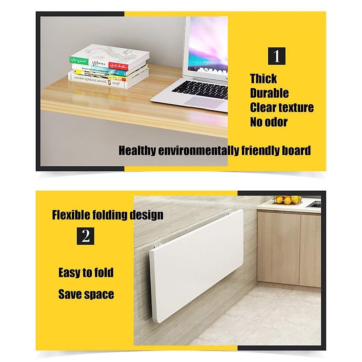 Folding Wall Mounted Workbench Drop Leaf Table, for Small Spaces Desk Office Home Kitchen Solid Wood Dining Table Computer Desk (Multiple Sizes)