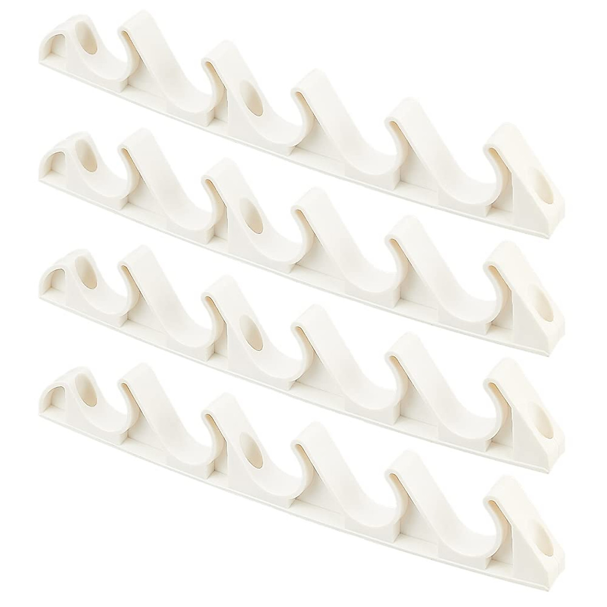 AHANDMAKER 4 Pcs Adjustment Brackets for Chaise, 5 Position Back Support Adjuster for Outdoor Patio Lounge, Plastic Hook Hangers, Vertical Hook Rack for Recliner Parts Replacement, Beige