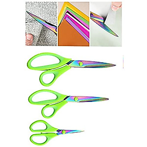 JISTL Craft Scissors Sharp Blades Fabric Scissors Rubber Soft Grip Handle Multipurpose Scissors Suitable for Sewing/Arts/Crafts/Office/School and Home (Green 3Pcs)