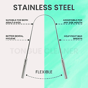 Dale Audrey Tongue Scraper for Adults | Professional Flexible Metal Tongue Brush for Oral Care | Stainless Steel Tongue Cleaner, Help Fight Bad Breath, Easy to Use, Fresh Breath