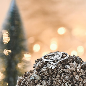 AeraVida Sweet Bird On a Leafy Branch .925 Sterling Silver Band Ring (7)