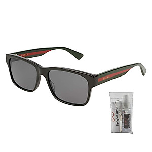 Gucci GG0340S 006 58M Black/Multicolor/Grey Square Sunglasses For Men For Women + BUNDLE with Designer iWear Eyewear Kit