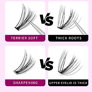 Dedila 8/10/12/14/16/17/18/20mm 60pcs 20 Root Grafting Individual False Eyelashes Mink Natural Long Eye Lashes Cluster Extension Makeup Beauty Fake Eyelash (16MM)