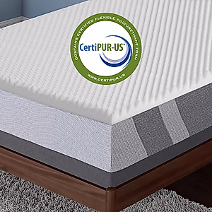 Spring Sleep, 1-Inch Convoluted Egg Shell Breathable Foam Topper, Adds Comfort to Mattress, Twin, White