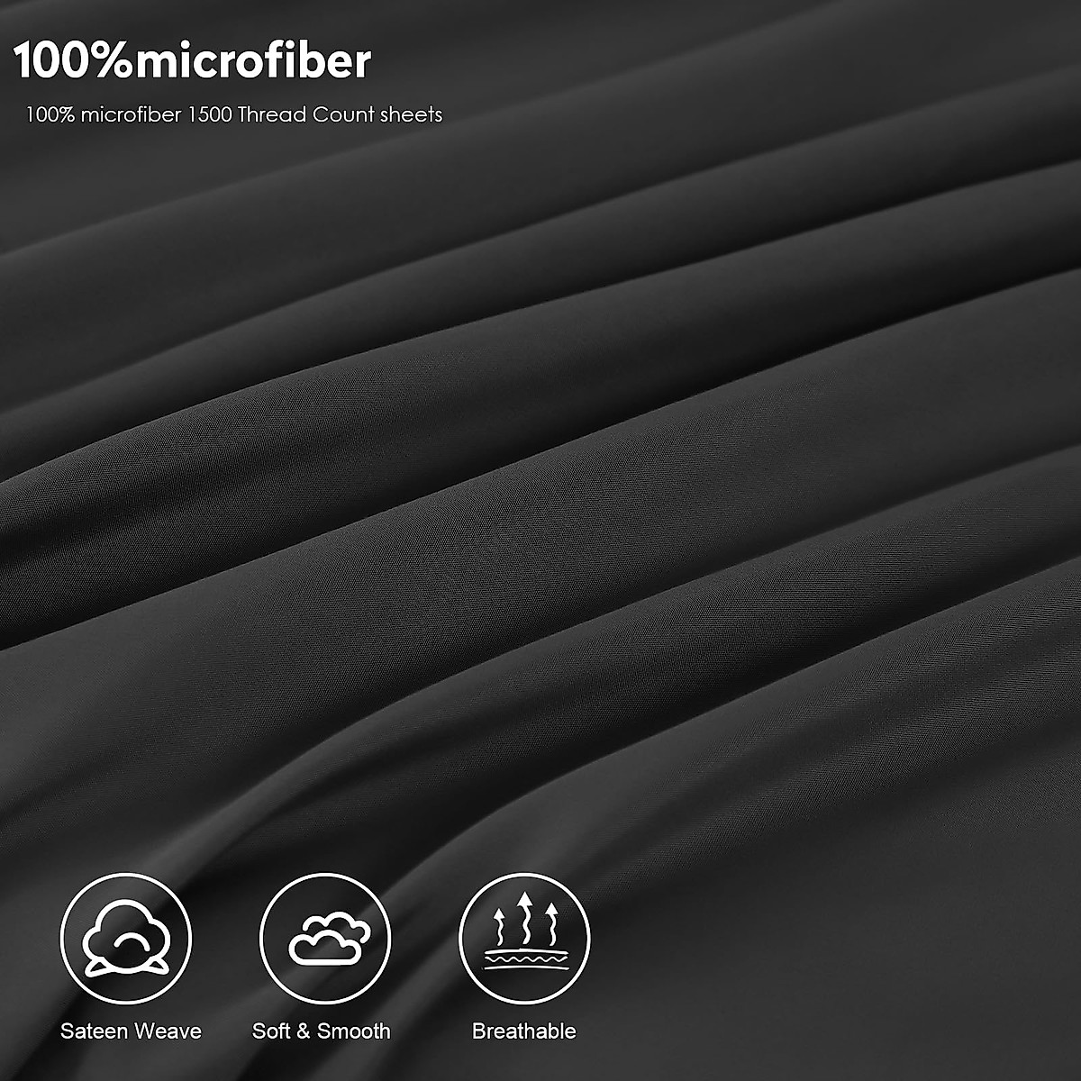 Toodou Soft Brushed Microfiber Black Twin Size Fitted Sheet-Comfortable and Durable Fitted Sheets-The Mattress Covers Made of Premium Fabric Which Have Great Breathability