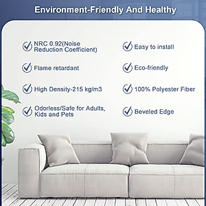 DEKIRU 12 Pack Acoustic Foam Panels, 12 X 12 X 0.4 Inches Soundproofing Insulation Absorption Panel High Density Beveled Edge Sound Panels (Normal version, Grey)