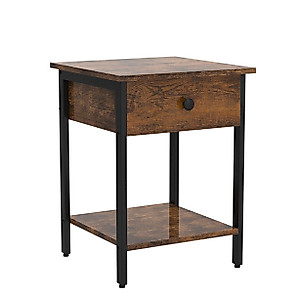 VASAGLE Nightstands Set of 2, Bedside Tables with Drawer, Side Tables, End Tables, for Bedroom, Office, Industrial, Stone Gray and Black ULET506B04