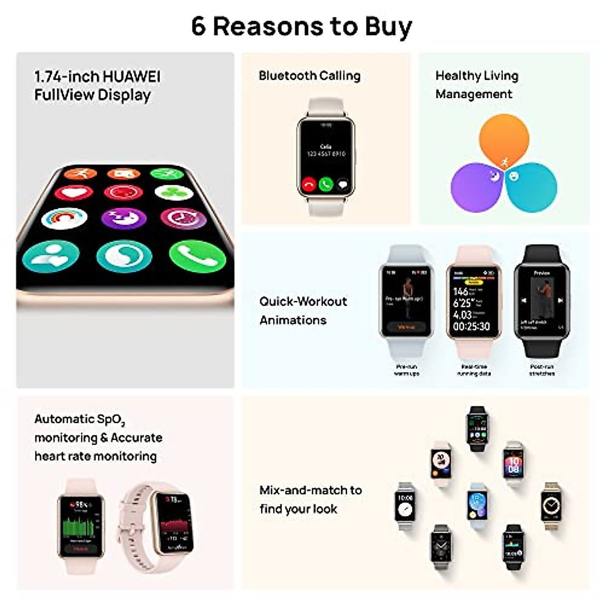 HUAWEI Watch FIT 2 Smartwatch, 1.74-inch Display, Bluetooth Calling, Up to 10 Days Battery Life, Quick-Workout Animations - (Blue)