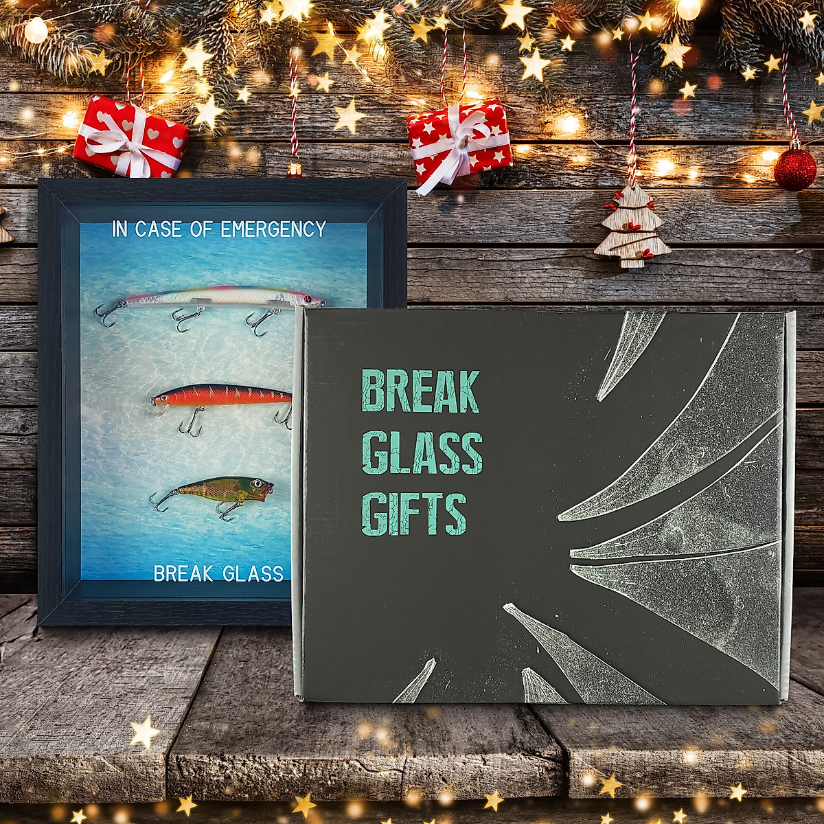 BREAK GLASS GIFTS Funny In Case of Emergency Fishing Gifts - Unique fishing Gag Wall Art for a Great Fishing Gift. Hilarious fishing Gifts for Men or Women, Ideal for Any fishing lover for Father's Day