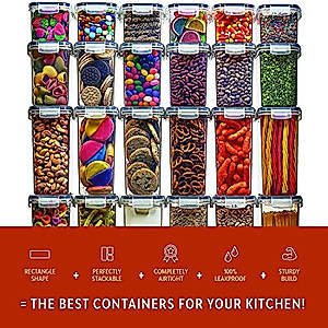 24 Pack plastic kitchen organizer food Storage containers with Lids, For sugar flour, Cereal, dry food.