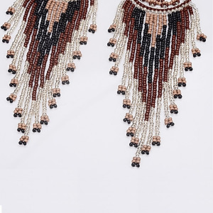 Tarsus Bead Earrings Dangle for Women Seed Bead Dream Catcher Women Hypoallergenic Beaded Native American(Gray)