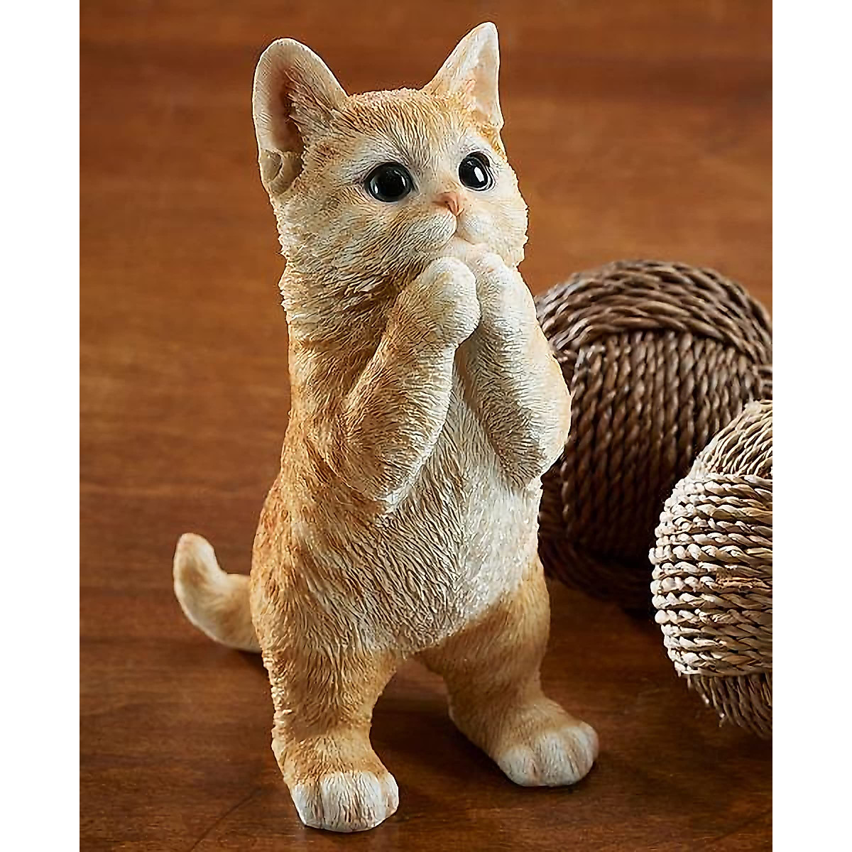 Garden Cat Statue Decorative Outdoor Figurine, Fairy Art Yard Décor Statue for Patio Lawn, Home Office Ornaments Housewarming Gifts (Orange)