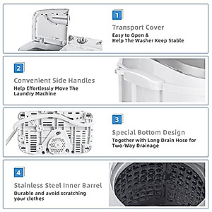 Giantex Portable Washing Machine, 13lbs Mini Twin Tub, 8Lbs Washer & 5Lbs Spinner, Compact Laundry Washer Combo, Built-in Pump Drain, Apartments RVs and Dorms (White & Gray)