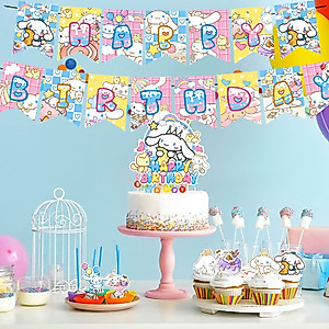 Cartoon Dog Birthday Party Decoration, Dog Include Kawaii Cartoon Theme Birthday Banner, Cake Topper, Latex Balloons, Foil Ballons for Kids Birthday Party Supplies, Baby Shower