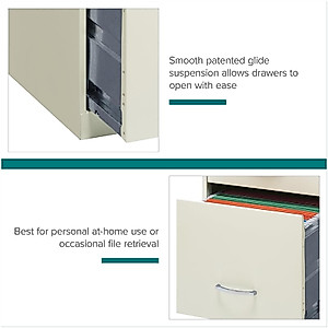 Scranton & Co 18" Deep 3 Drawer Metal Vertical File Cabinet, Letter Size, Locking, Home Office, in Pearl White