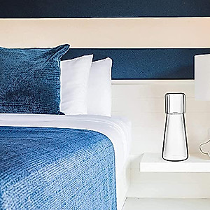 ZILJJ Clear Bedside Water Carafe Set with Tumbler Glass for Bedroom, Bedside Night Water Carafe Set with Glass, Mouthwash Decanter for Bathroom, Water Carafe with Cup for Nightstand (30 oz/850ml)