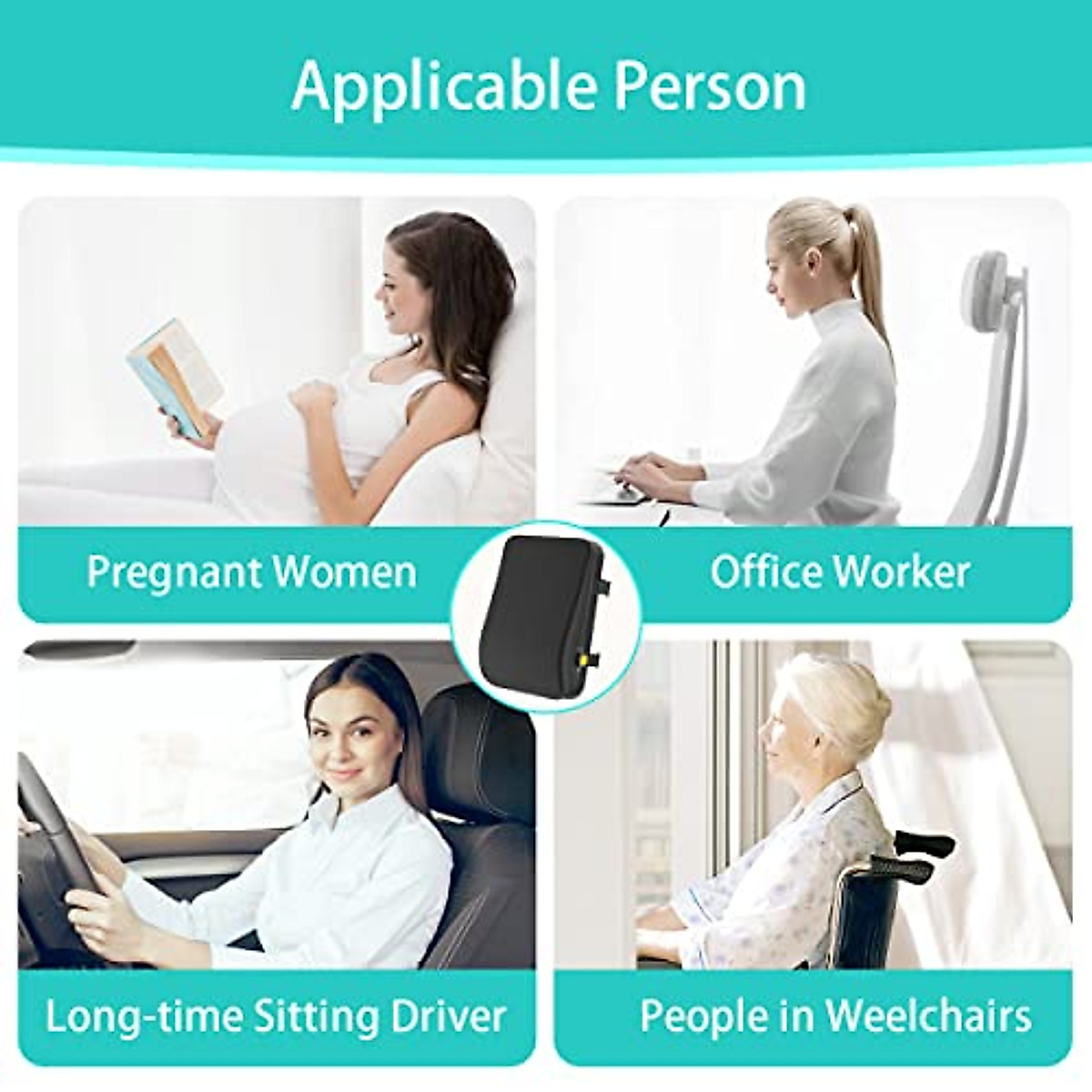 Lumbar Support Pillow for Office Chair,Support Point Adjustable Chair Back Support Pillow for Car, Office Chair Back Cushion Chair Cushion for Back Pain with 2 Adjustable Straps