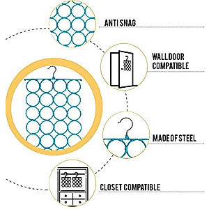 Scarf Hanger ~ Multiple Purpose Holder for Closet ~ Clutter Removing and Space-Saving Hanger for Scarves, Shawl, Belts & Accessories ~ Scarf Hanger 28 Rings (Sky Blue)