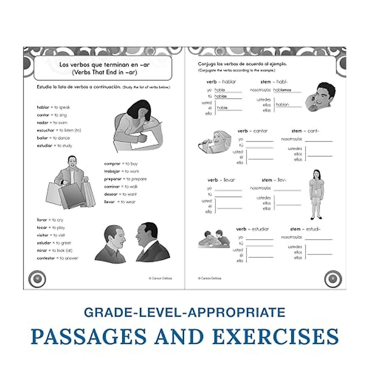 Carson Dellosa Skill Builders Level 2 Spanish Workbook for Kids Grades 6-8, Spanish Vocabulary Builder for Kids Ages 11-14, 6th– 8th Grade Spanish Workbook, Learn Spanish Parts of Speech, Time & More