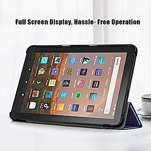 EpicGadget Case for Amazon Fire HD 8 / Fire HD 8 Plus (10th Generation, 2020 Released) - Lightweight Tri-fold Stand Auto Wake/Sleep Folio Cover Case + 1 Screen Protector and 1 Stylus (Navy Blue)