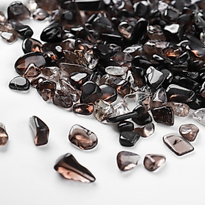 Runyangshi Natural Stones Irregular Shaped Small Tumbled Chip Gravel Crushed Gemstone Home Garden Fish Tank Decoration (Smoky Quartz, 9-12)