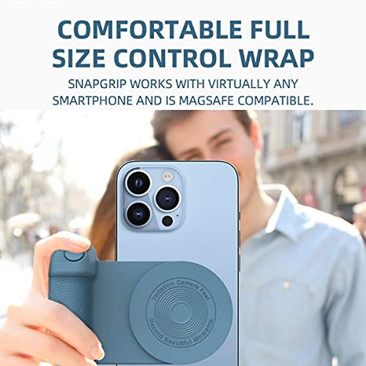 Magnetic Camera Handle Bluetooth Bracket, Upgrade Magnetic Phone Camera Handle, Shiftcam Snapgrip with Wireless Charging, Smartphone Camera Handle Grip for iPhone/Android (Purple,With Wireless Charge)