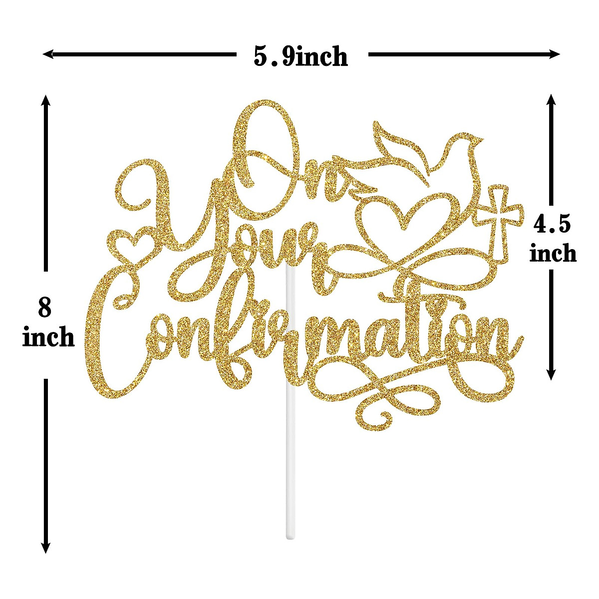 On Your Confirmation Cake Topper, First Holy Communion, My Baptism Day, Bridal Shower/Wedding/Baptism/Christening Baby Shower Party Decorations, Gold Glitter