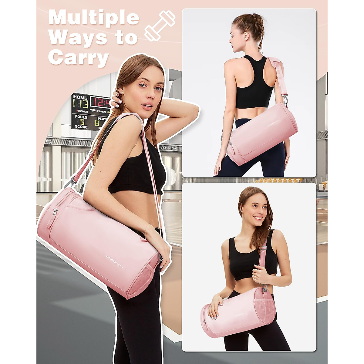 Small Gym Bag for Women,Waterproof Workout Bag Mini Duffle Bag Womens Spotrs Gym Bags Small Travel Duffel Bag with Wet Pocket Carry on Weekender Bags for Dance Swimming,Gym,Yoga,Fitness Pink