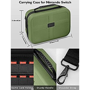 COOWPS Carrying Storage Case for Nintendo Switch/Switch OLED Model, Portable Full Protection Hard Shell Soft Lining Travel Bag for Switch Console Pro Controller Accessories Green