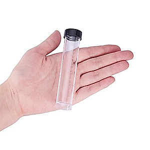BENECREAT 30 Pack 0.85oz Clear Plastic Tube Bead Containers Liquid Containers with Black Screw-Top Lid & Cylindrical Bottom, Easy to Stand and Place (Diameter 0.78"/ Length 4.13")