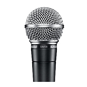 Shure SM58-LC Cardioid Dynamic Vocal Microphone Bundle with Stand Adapter and Zippered Pouch, XLR