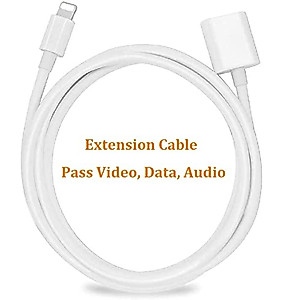 DESOFICON iPhone Charger Extension Cable Compatible with iPhone/iPad, Extender Dock Cable for Male to Female Cable Extension Adapter Pass Video, Data, Audio(6.6FT/2M White)