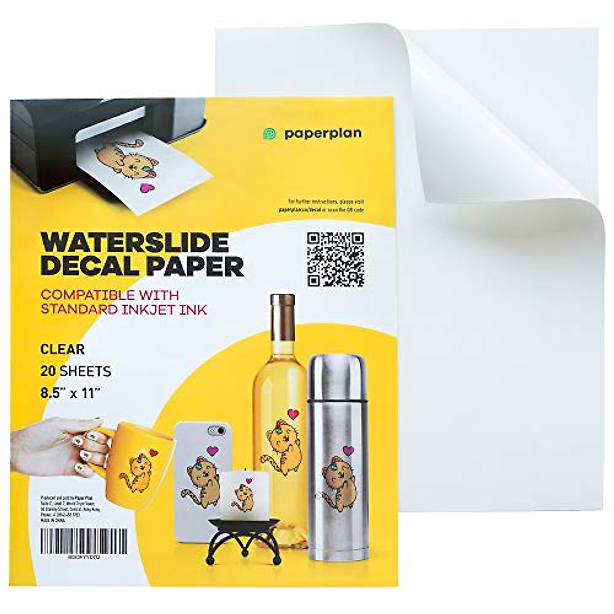 Waterslide Decal Paper Inkjet Clear (20 Sheets) Premium Water-Slide Transfer Transparent Printable Water Slide Decals A4 Size // Paper Plan