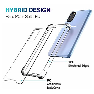 KIOMY Galaxy S20 FE 5G Clear Case & 2 HD Tempered Glass Protectors - Anti-Yellow Hard PC & Soft TPU Shockproof Bumper