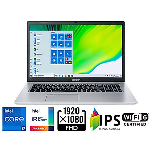 Acer Aspire 5 A517-52-713G, 17.3" Full HD IPS Display, 11th Gen Intel Core i7-1165G7, Intel Iris Xe Graphics, 16GB DDR4, 512GB NVMe SSD, WiFi 6, Fingerprint Reader, Backlit Keyboard
