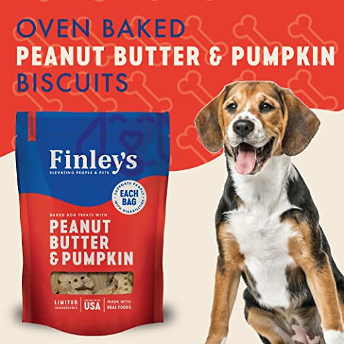 Finley's Peanut Butter & Pumpkin Dog Biscuits Treats for Dogs Made in USA | Natural Peanut Butter & Pumpkin Dog Treats | Wheat Free Dog Treats | Healthy Dog Treat Bags (12 oz)