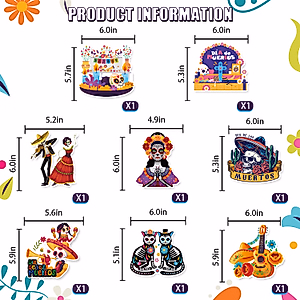 Yingoto Dia De Los Muertos Decorations Day of the Dead Decorations includes 1pcs Dia De Los Muertos Banner and 8pcs Dia De Los Muertos Altar Hanging Swirls for Day of The Dead Ofrenda Decorations