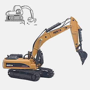 Ailejia Alloy Excavator Construction Truck Toy Tractor Boy Toy Manual Excavator Metal Construction Equipment Models