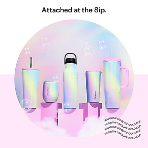 Corkcicle Cold Cup Insulated Tumbler with Lid and Straw, Rainbow Unicorn, 24 oz – Reusable Water Bottle Keeps Beverages Cold for 12hrs, Hot 5hrs – Cupholder Friendly Tumbler, Lid for Flexible Sipping