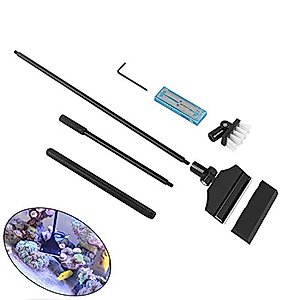 Fzone New Aluminum Magnesium Alloy Scraper Cleaner, Clean Brush with 10 Stainless Steel Blade for Aquarium Fish Plant Reef Tank Glass Cleaning Rotatable Head Extended to 26inch