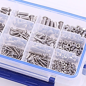 Hilitchi 460-Piece M3 M4 M5 Stainless Steel Button Head Hex Socket Head Cap Bolts Screws Nuts Assortment Kit